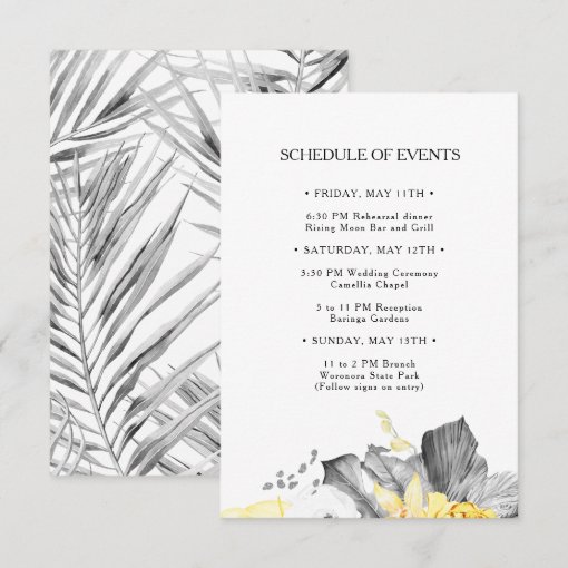 Modern Tropical Wedding Schedule of Events Card | Zazzle