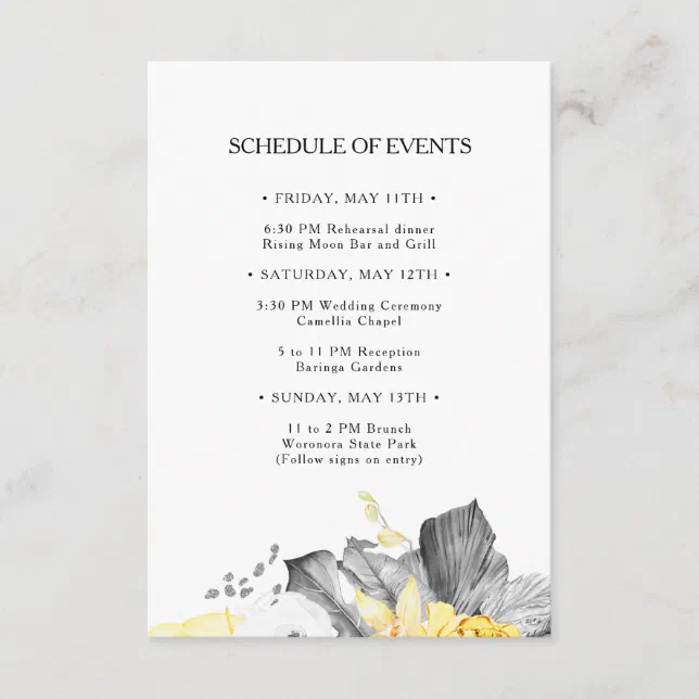 Modern Tropical Wedding Schedule of Events Card | Zazzle