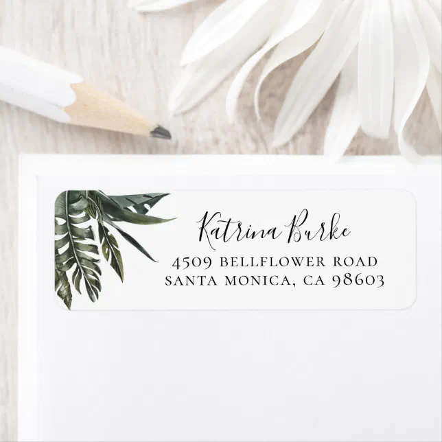 Modern Tropics Greenery Return Address Label | Zazzle