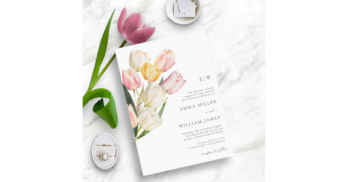 Modern Tulip Wedding Invitation | Zazzle