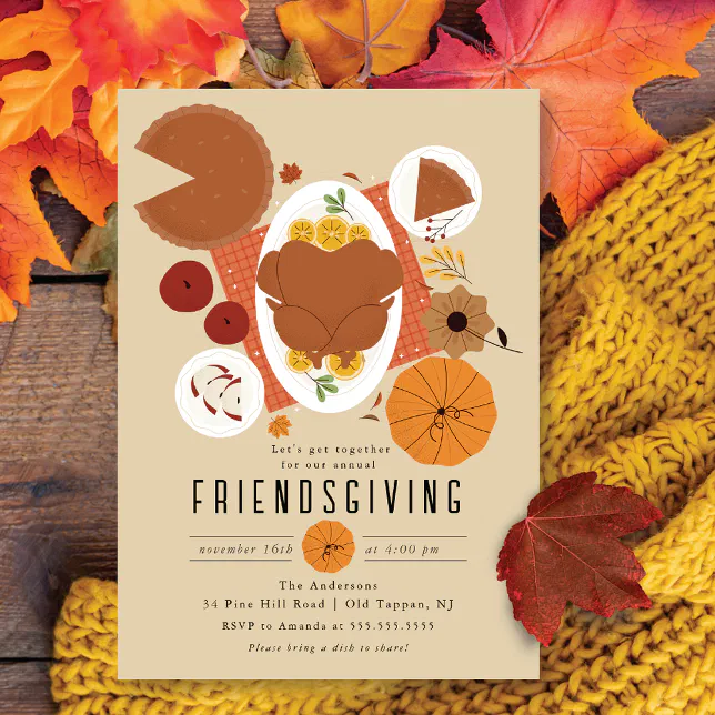 Modern Turkey Dinner Thanksgiving Invitation | Zazzle