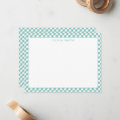 Modern Turquoise Checkered Note Card | Zazzle
