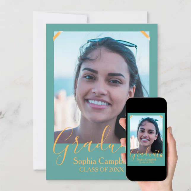 Modern Turquoise color Graduation Invitation | Zazzle