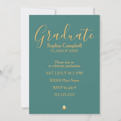 Modern Turquoise color Graduation Invitation | Zazzle