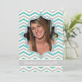 Modern turquoise, grey chevron birthday photo invitation | Zazzle
