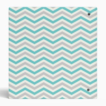Modern turquoise grey chevron zigzag recipe binder | Zazzle