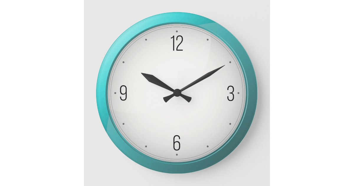 Modern Turquoise Round Wall Clocks | Zazzle