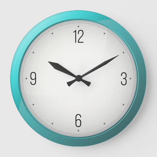 Modern Turquoise Round Wall Clocks | Zazzle