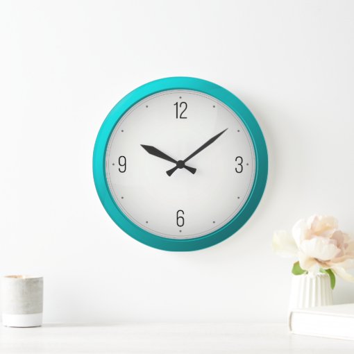 Modern Turquoise Round Wall Clocks | Zazzle