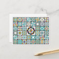Modern Turquoise Sampler Quilt Postcard | Zazzle