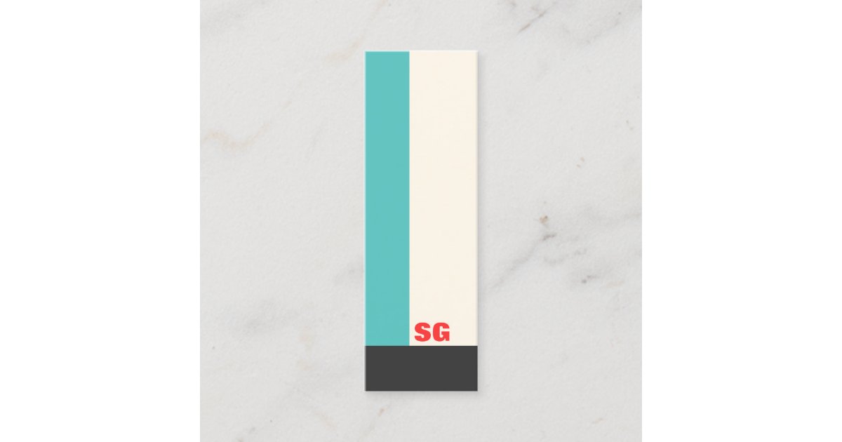 Modern Turquoise Stripe Mini Business Card | Zazzle