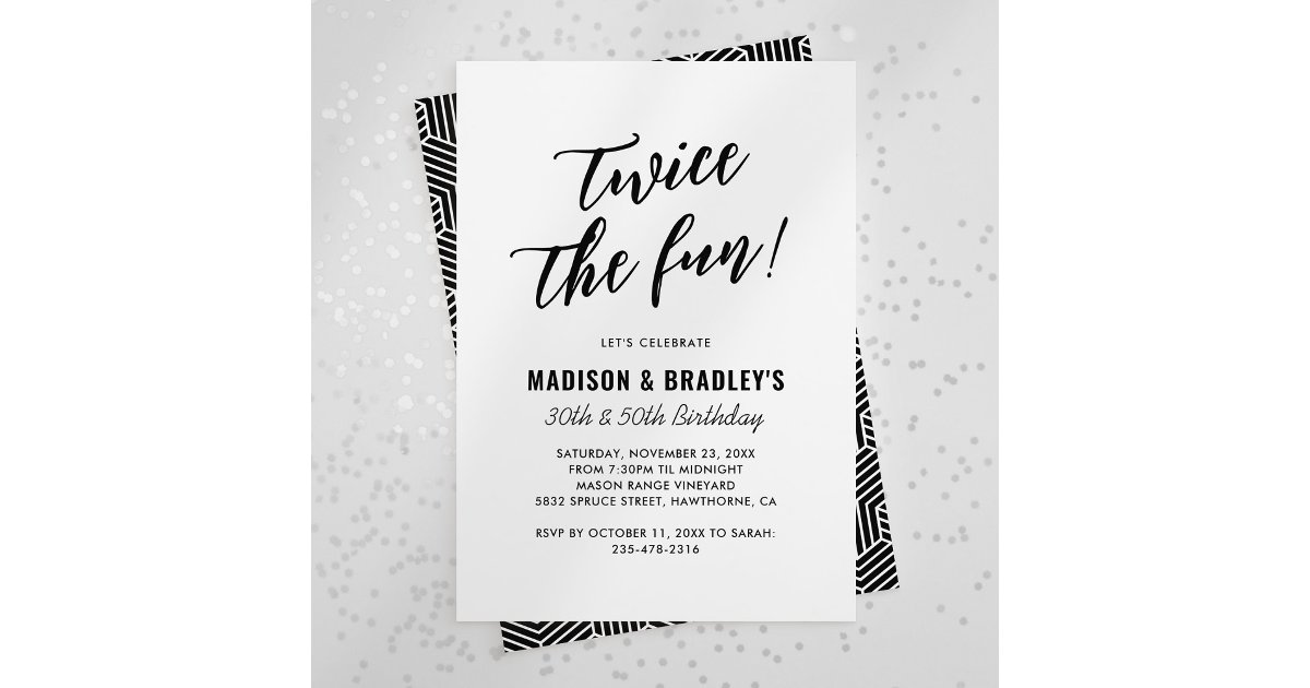 Modern Twice The Fun Joint Birthday Party Invitation | Zazzle