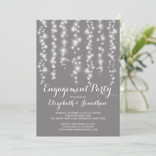 Modern Twinkle Lights Engagement Party Invitation | Zazzle