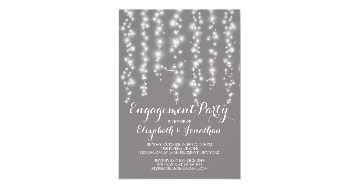 Modern Twinkle Lights Engagement Party Invitation | Zazzle.com
