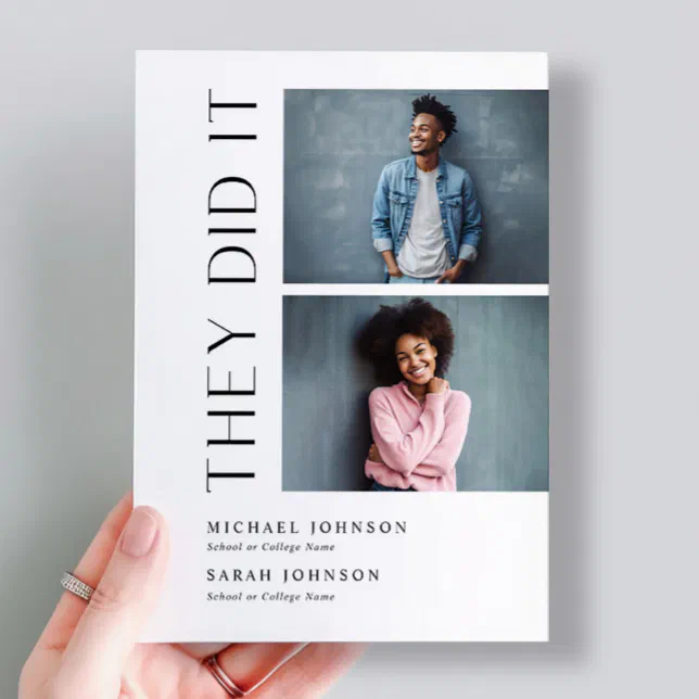 Modern Two Graduates Double Graduation Party Invitation | Zazzle