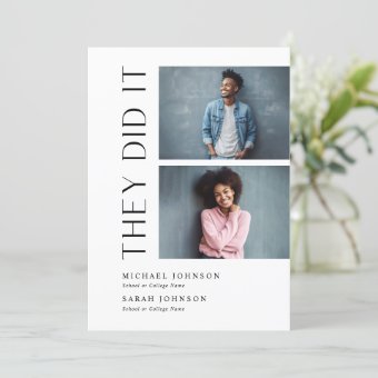 Modern Two Graduates Double Graduation Party Invitation | Zazzle