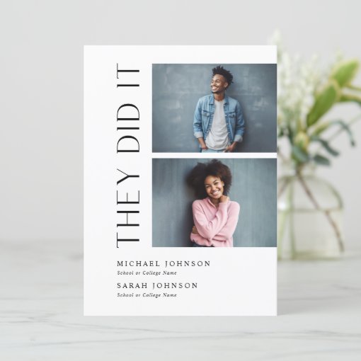 Modern Two Graduates Double Graduation Party Invitation | Zazzle