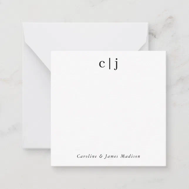 Modern Two Initial Monogram Couple Stationery Note Card | Zazzle