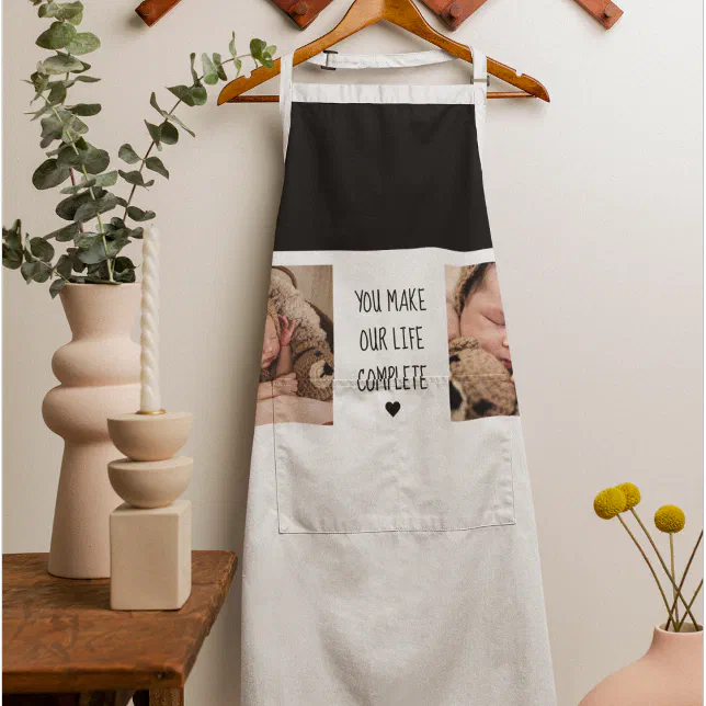 Modern Two Photo | You Make Our Life Complete Apron | Zazzle