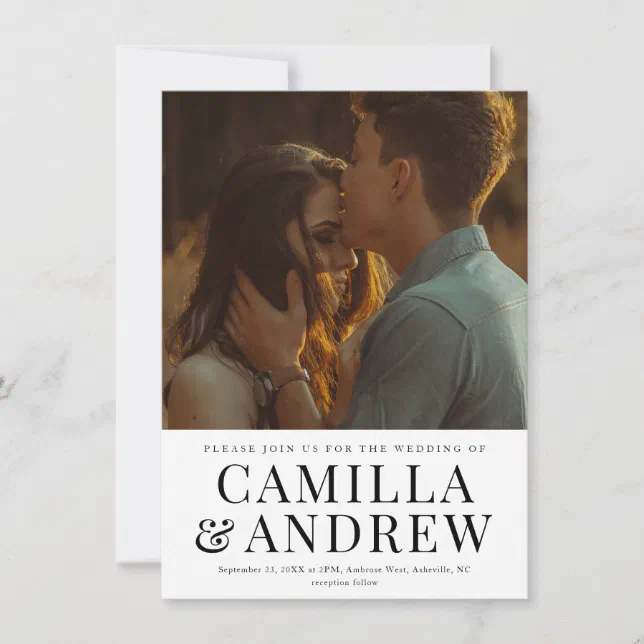 Modern Type Photo Elegant Wedding Invitation | Zazzle