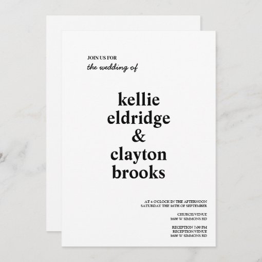 Modern Type Wedding Invitation | Zazzle