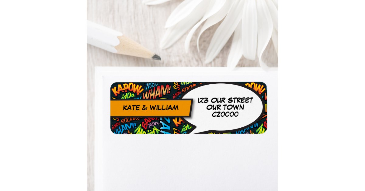 Modern Typographic Fun Comic Return Address Label | Zazzle