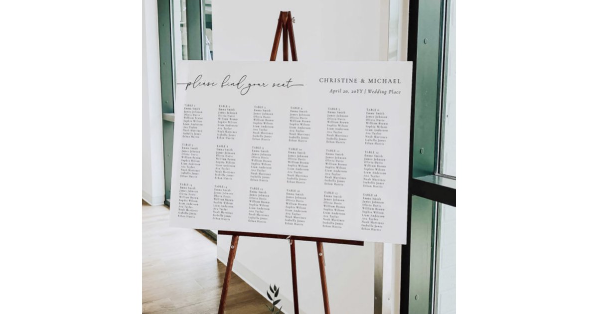 Modern Typography 18 Table Wedding Seating Chart Foam Board | Zazzle