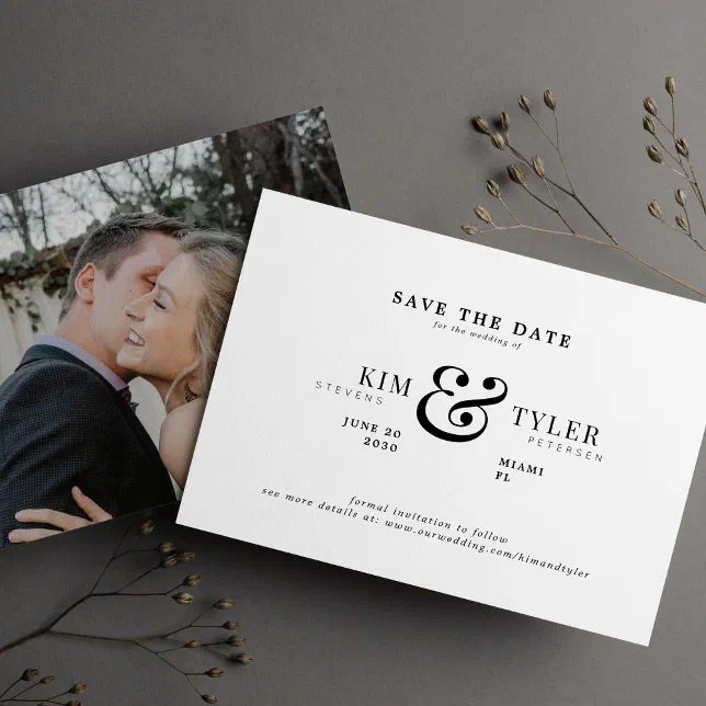 Modern typography ampersand photo wedding save the date | Zazzle