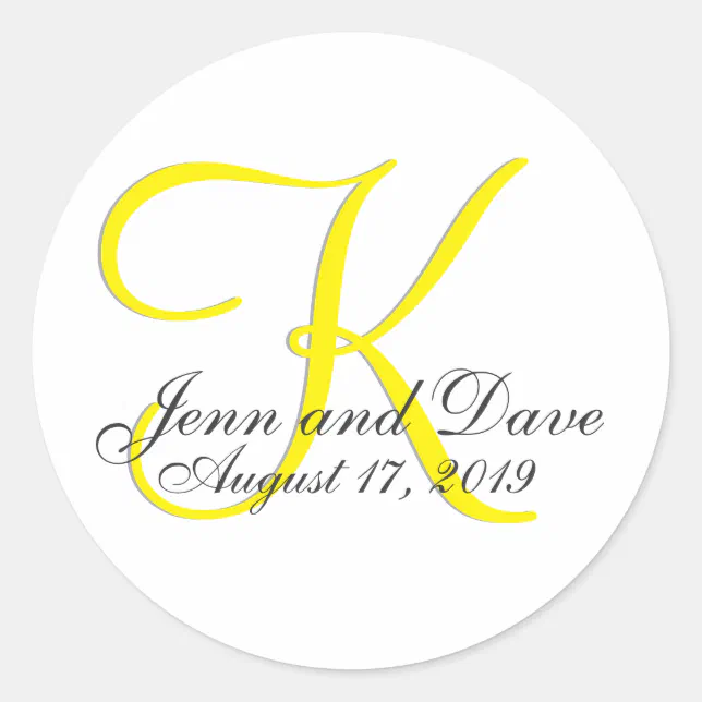 Modern Typography Basic Monogram 3d Wedding Favor Classic Round Sticker | Zazzle