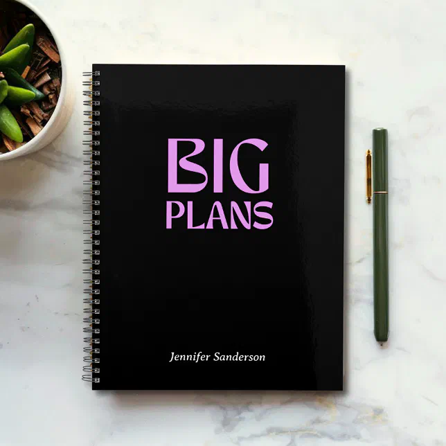 Modern Typography Black 2024 Personalized Planner | Zazzle