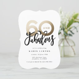 Modern typography black and gold 60th birthday | Zazzle