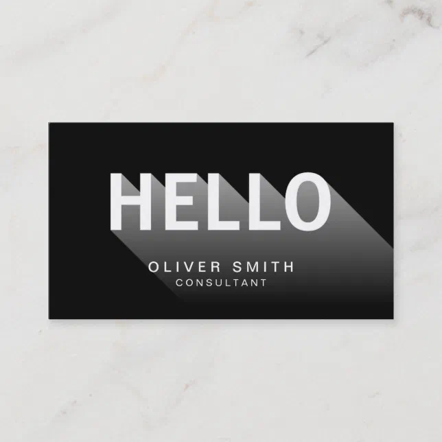 Modern Typography Black and White Hello Business Card | Zazzle