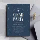 Modern Typography Blue and Silver Graduation Party Foil Invitation | Zazzle