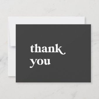 Modern Typography Charcoal Gray Thank You Card | Zazzle