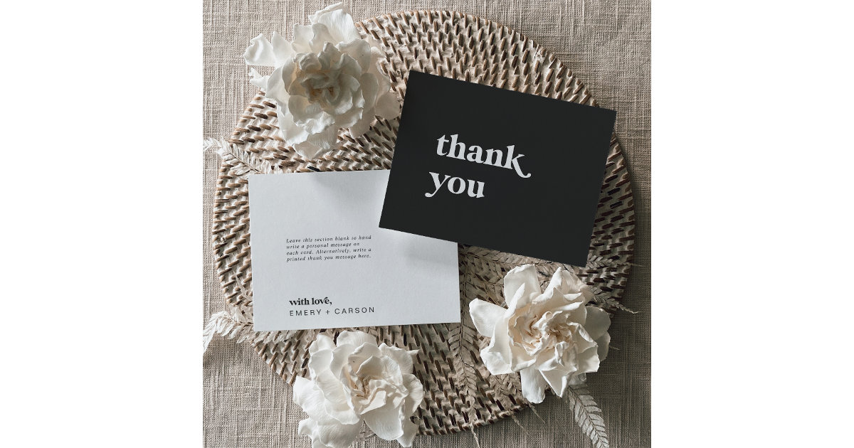 Modern Typography Charcoal Gray Thank You Card | Zazzle