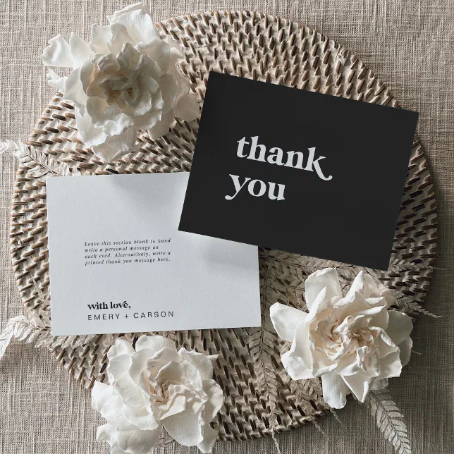 Modern Typography Charcoal Gray Thank You Card | Zazzle