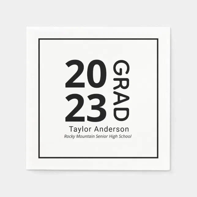 Modern Typography Class Year Graduation with Name Napkins | Zazzle