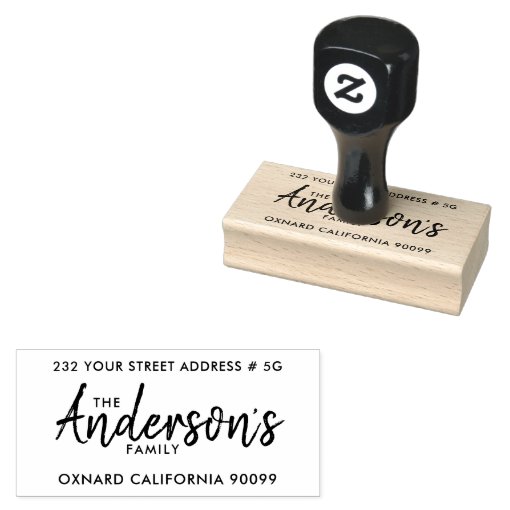 Modern Typography- Custom Family Name Rubber Stamp | Zazzle