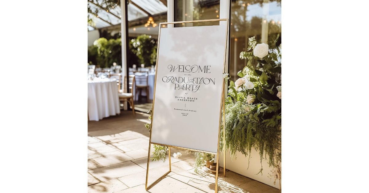 Modern typography elegant natural graduate welcome foam board | Zazzle