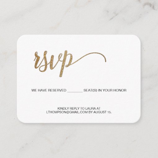 Modern Typography Email RSVP Gold script QR code Enclosure Card | Zazzle