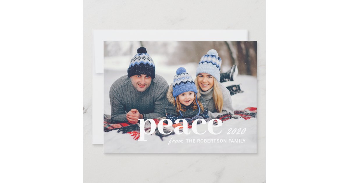 Modern Typography Family Photo Christmas Card | Zazzle