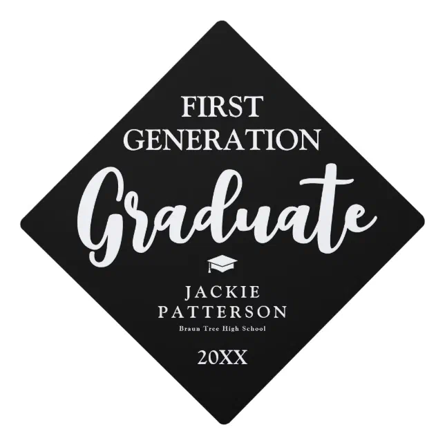 Modern Typography First Generation Graduation Cap Topper | Zazzle