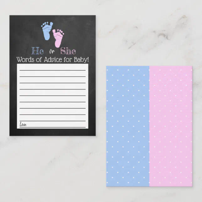 Modern Typography Gender Reveal Party! Baby Shower Advice Card | Zazzle