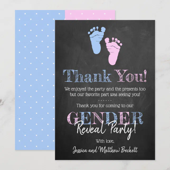 Modern Typography Gender Reveal Party! Baby Shower Thank You Card | Zazzle