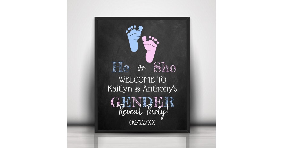 Modern Typography Gender Reveal Party! Welcome Poster | Zazzle