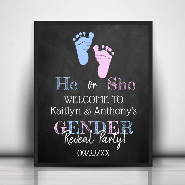 Modern Typography Gender Reveal Party! Welcome Poster | Zazzle