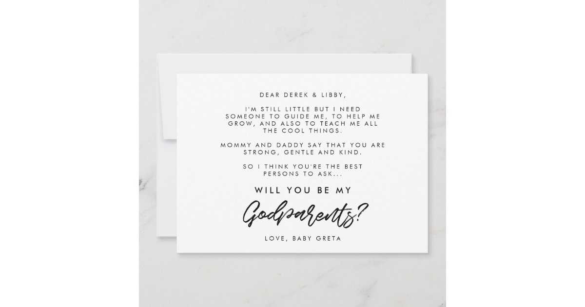 Modern typography Godparent proposal card | Zazzle