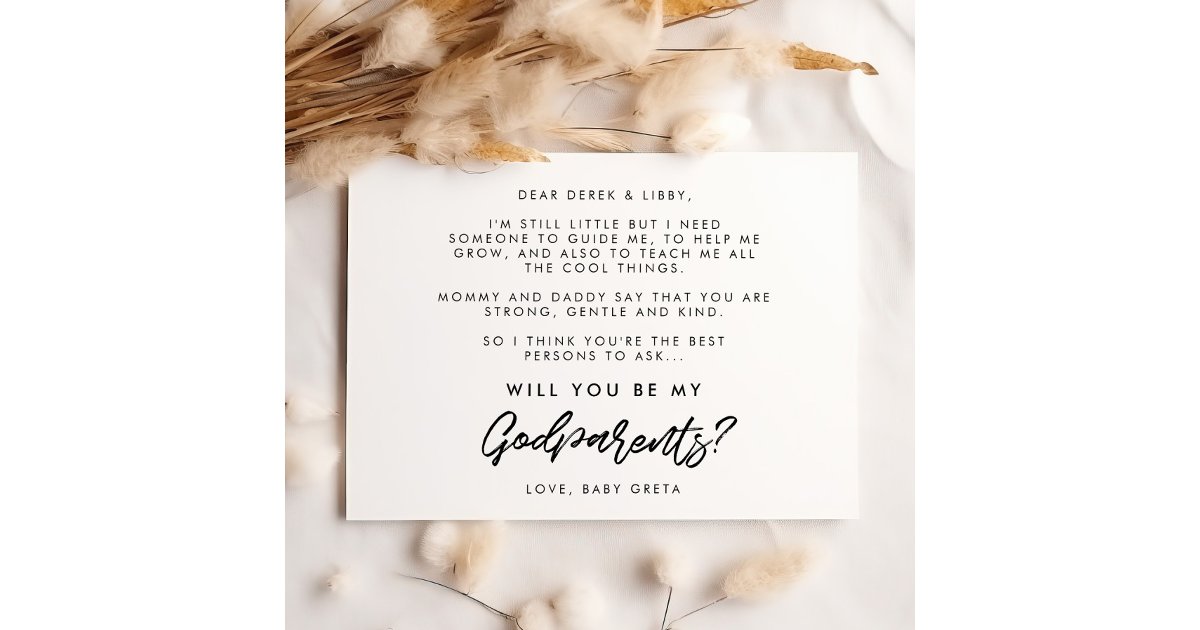 Modern typography Godparent proposal card | Zazzle