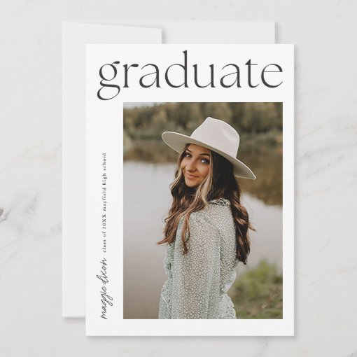 Modern Typography Graduate 2 Photo Graduation Invitation | Zazzle