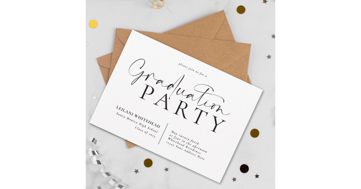 Modern Typography Graduation Party Invitation | Zazzle